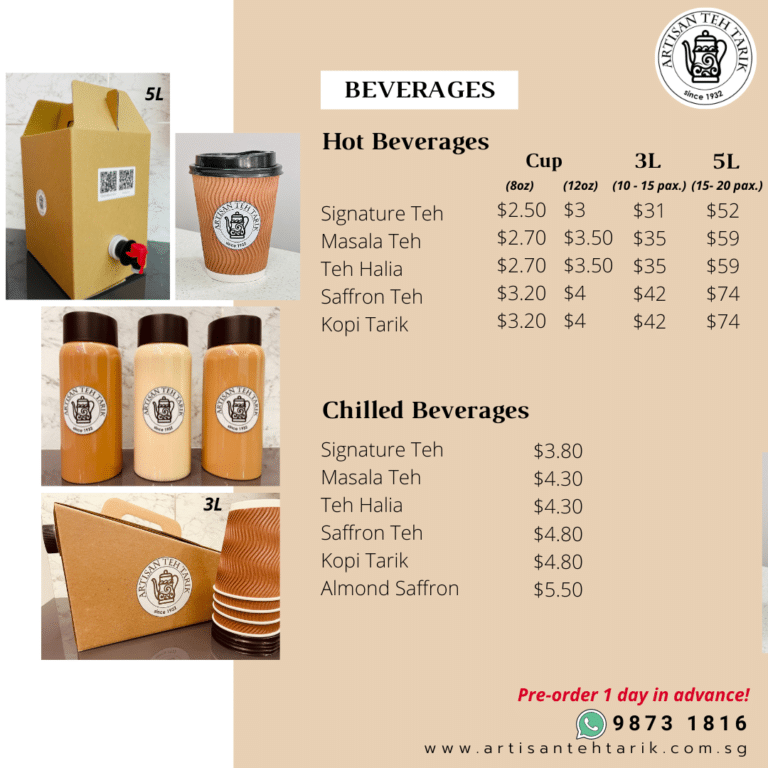 Teh tarik menu singapore